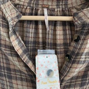 Free People | Tops | Free People Shirt Top Plaid Check Oversized Fit ...